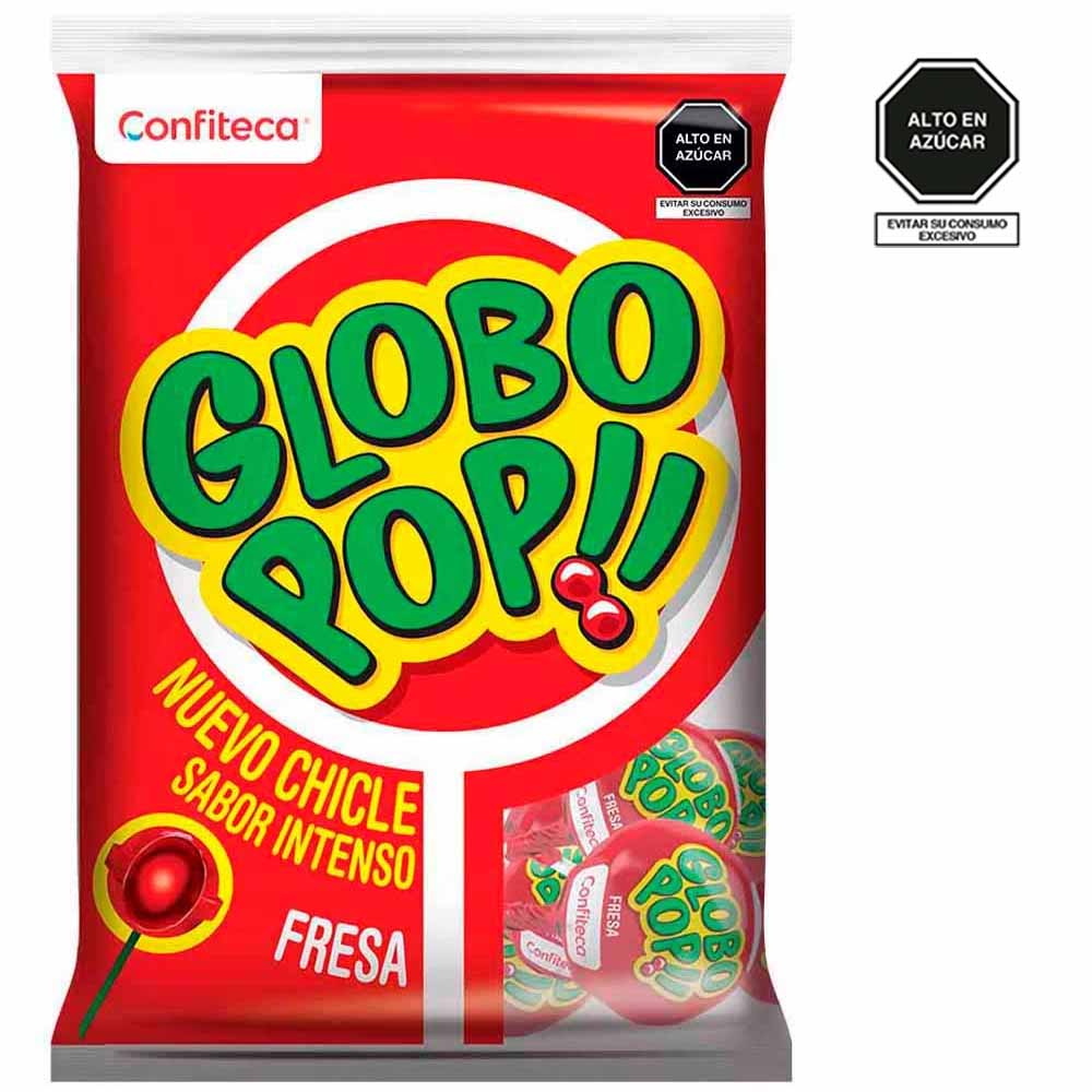 Chupete GLOBO POP con Chicle Sabor a Fresa Bolsa 24un | Vega - vegaperu