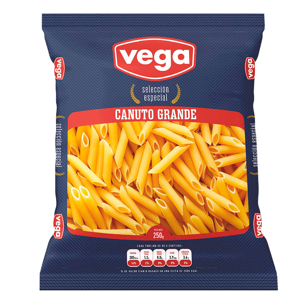 Fideos Canuto Rayado VEGA Bolsa 250gr | Vega - vegaperu