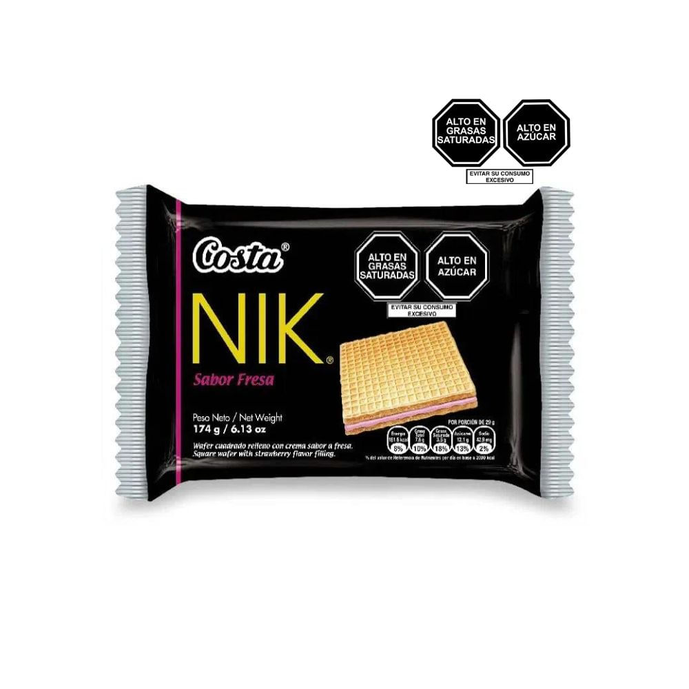 Wafer NIK COSTA Fresa Pack 6un 27g | Vega - vegaperu
