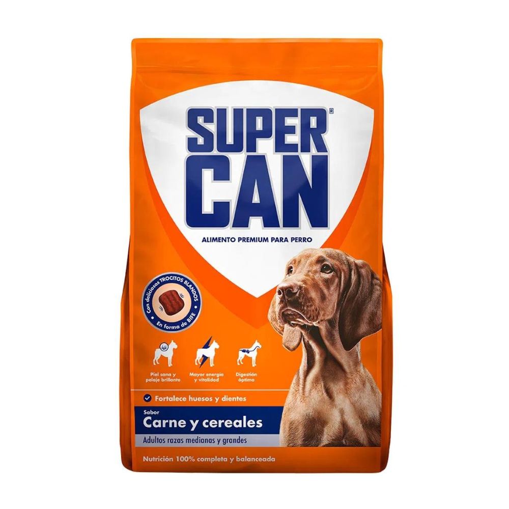 Comida para Perro SUPERCAN Adultos Carne y Cereal Razas Medianas y ...