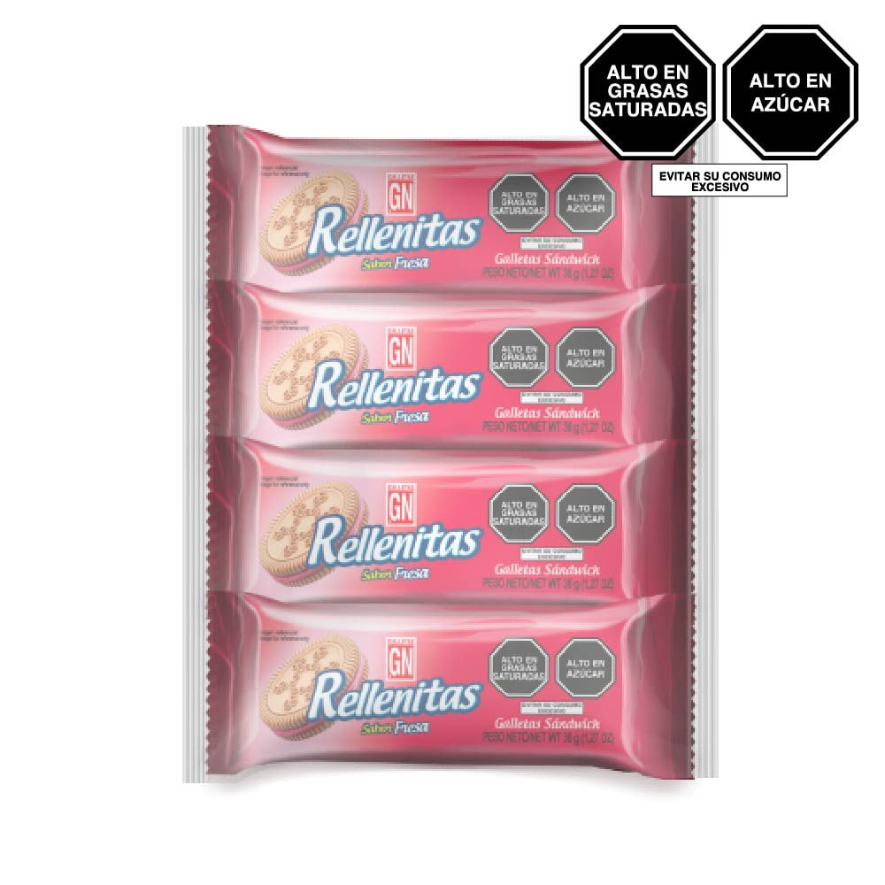 Galleta GN Rellenitas Sabor a Fresa Paquete 8 un | Vega - vegaperu