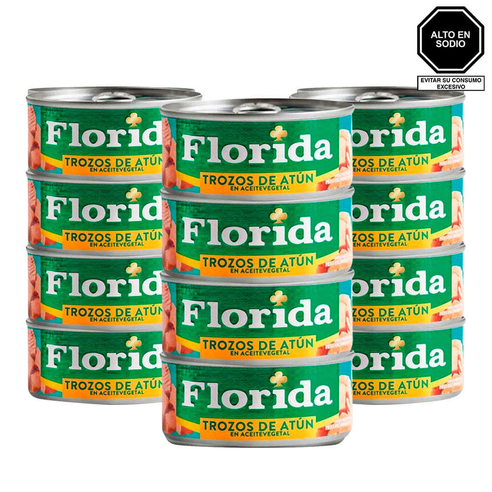 Trozos de Atún FLORIDA en Aceite Vegetal Lata 140gr x12u | Vega - vegaperu