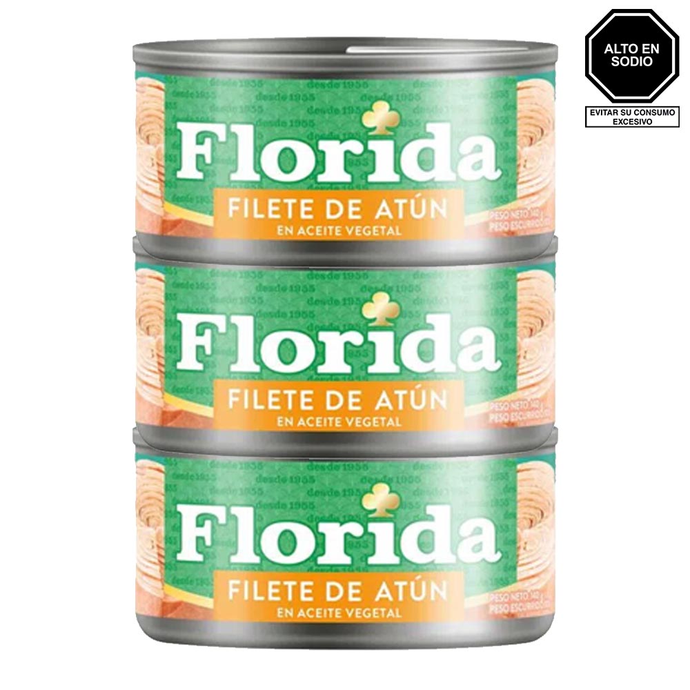 Filete de Atún FLORIDA en Aceite Vegetal Lata Pack 3 lata 140g | Vega ...