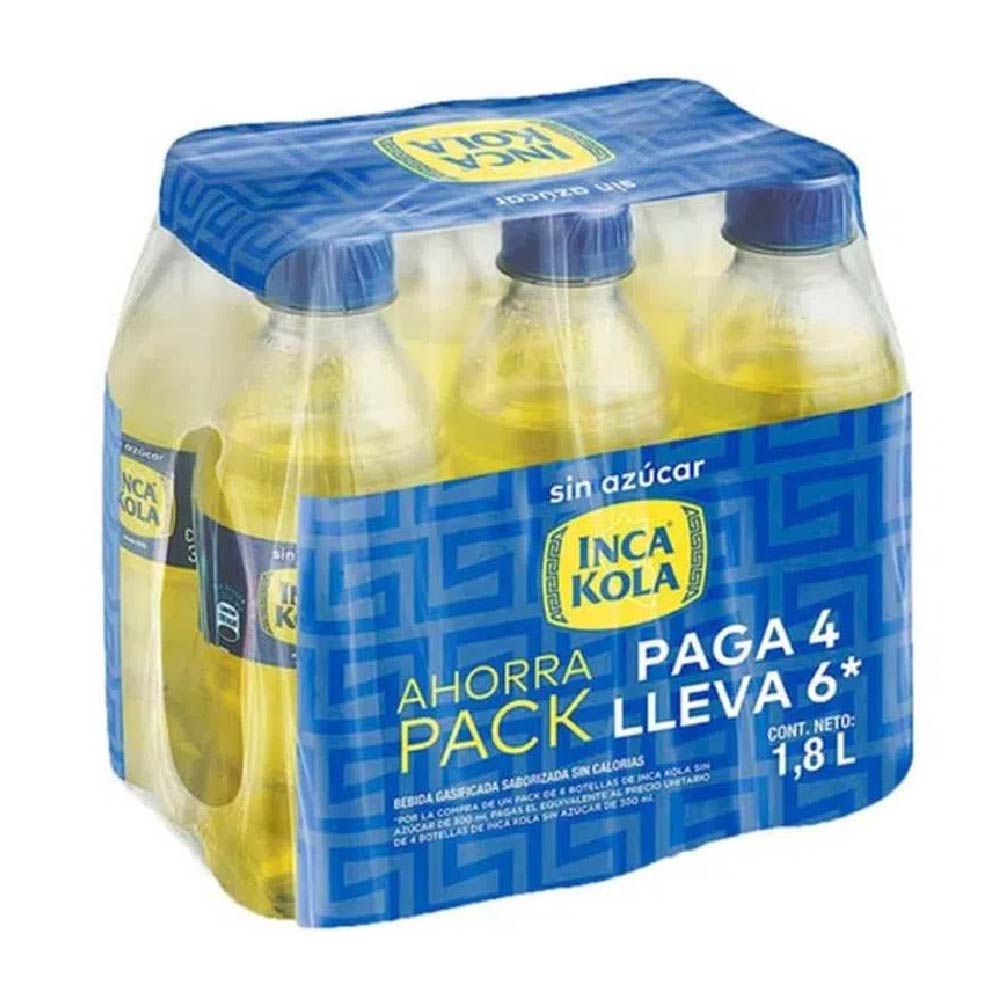 Gaseosa INCA KOLA Sin Azúcar Paquete 6u Botella 300ml | Vega - vegaperu
