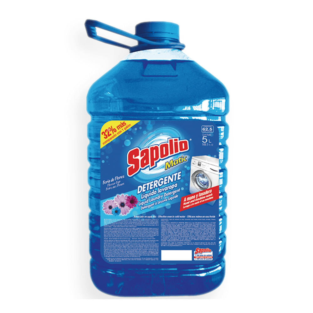 Detergente líquido SAPOLIO Flores Galón 5L | Vega - vegaperu