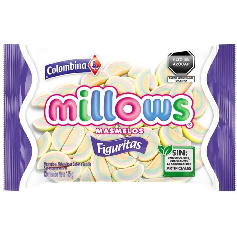 Marshmallow COLOMBINA Millows Arco Iris Bolsa 145gr | Vega - vegaperu