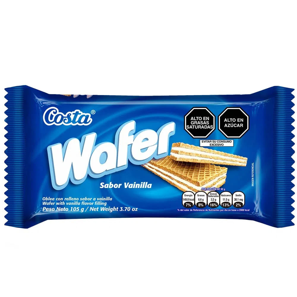 Wafer COSTA Sabor a Vainilla Bolsa 105g | Vega - vegaperu