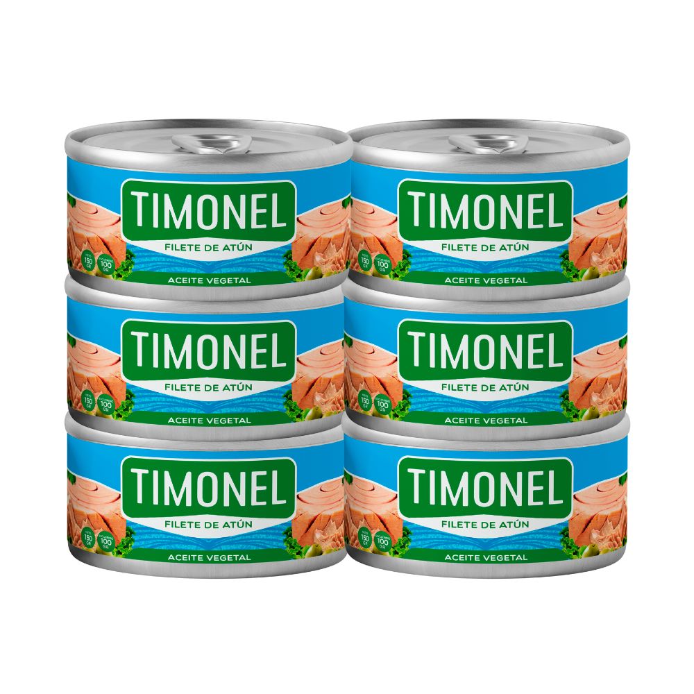 Filete de atún TIMONEL en Aceite Vegetal 150gr x6u | Vega - vegaperu