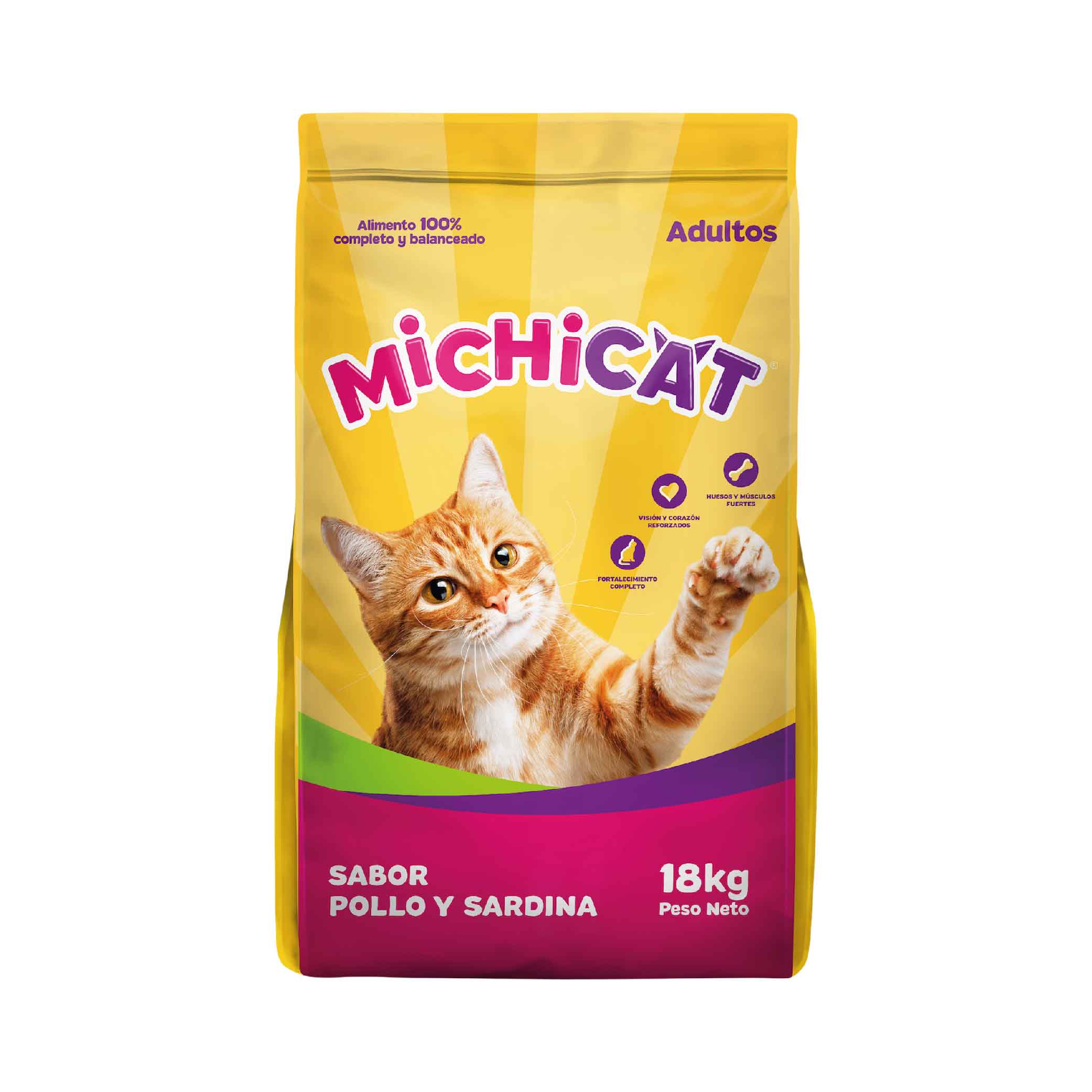 Comida para Gatos MICHICAT Adulto Sabor a Pollo y Sardina Saco 18K ...