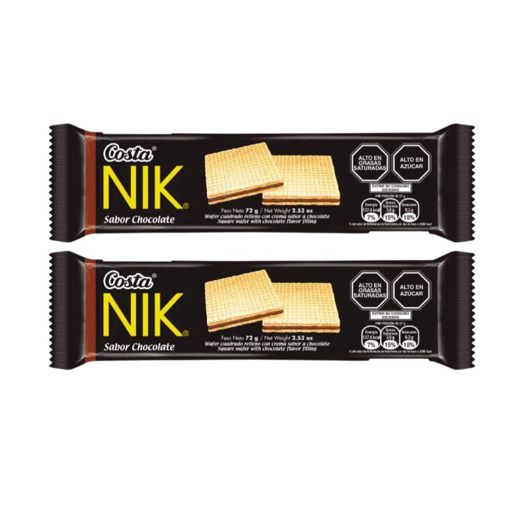 Wafer COSTA Nik Chocolate Paquete 72g x 2u | Vega - vegaperu