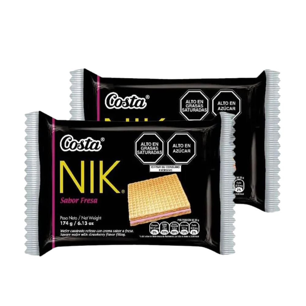 Wafer NIK Sabor Fresa Paquete 6u x2 | Vega - vegaperu
