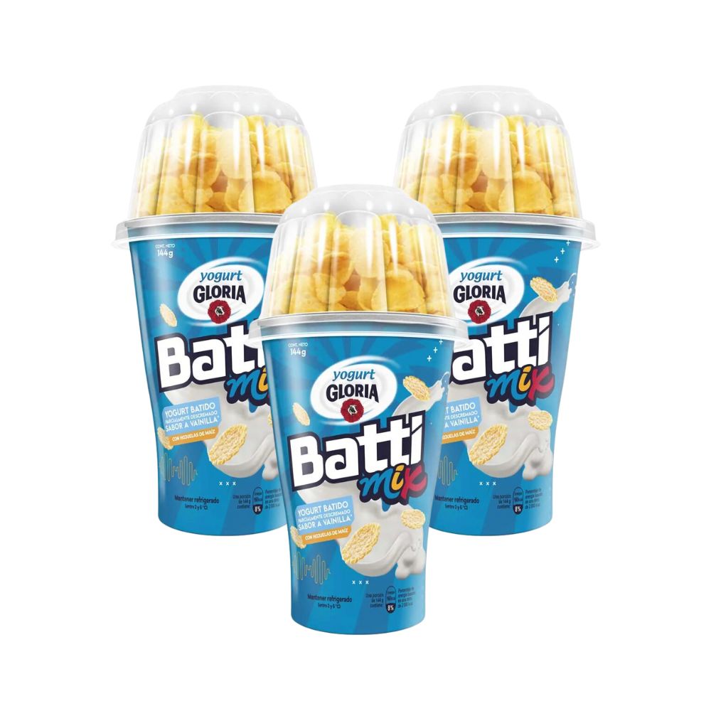 Yogurt GLORIA Battimix Sabor Vainilla con Hojuelas Vaso 144g x 3u ...