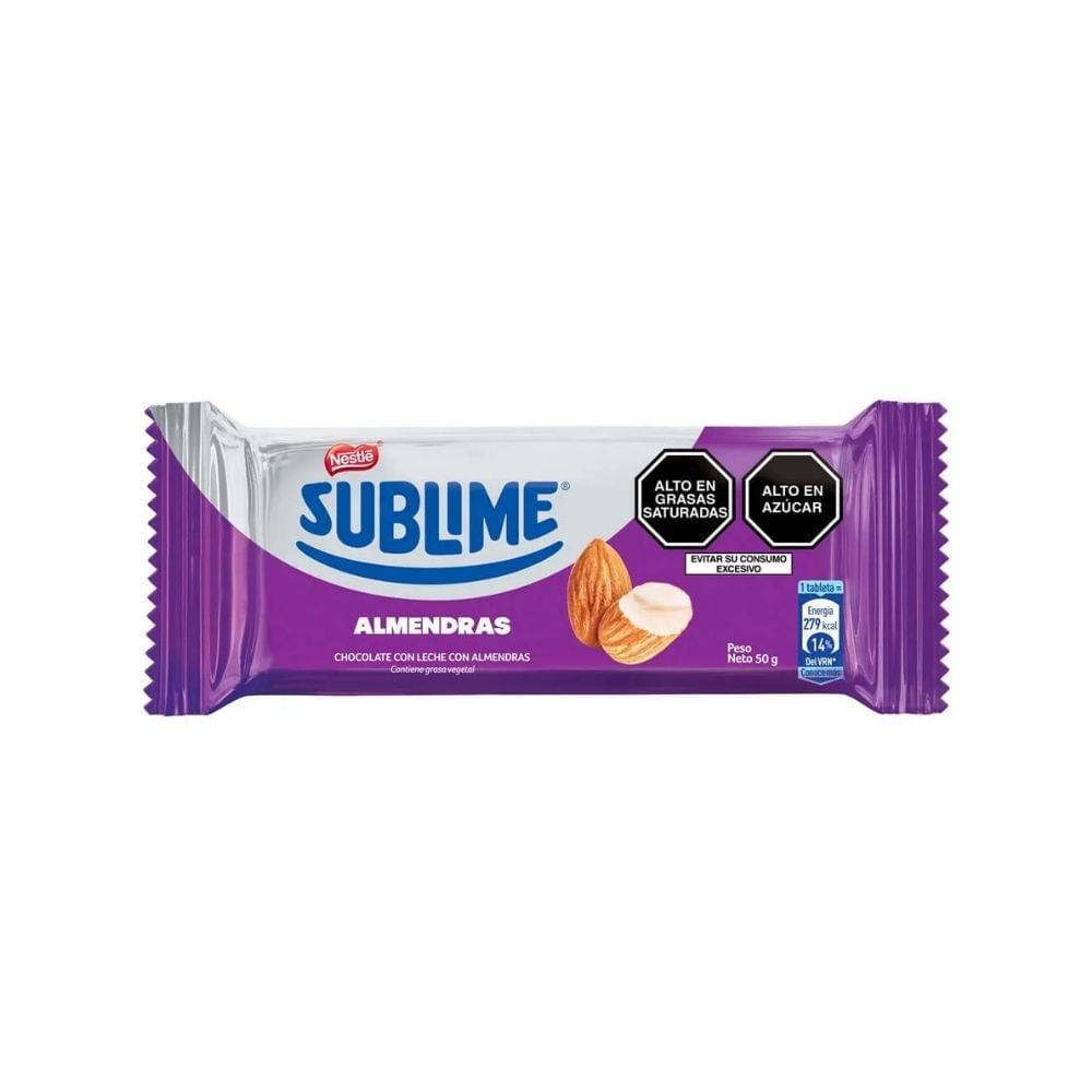 Chocolate con Almendras Sublime NESTLÉ Empaque 50gr | Vega - vegaperu