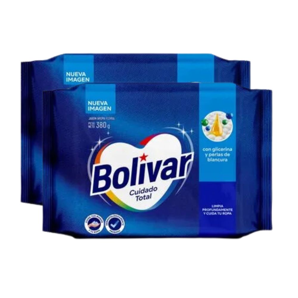 Jabón Para Ropa BOLIVAR Cuidado Total Pack 380gr x2u | Vega - vegaperu