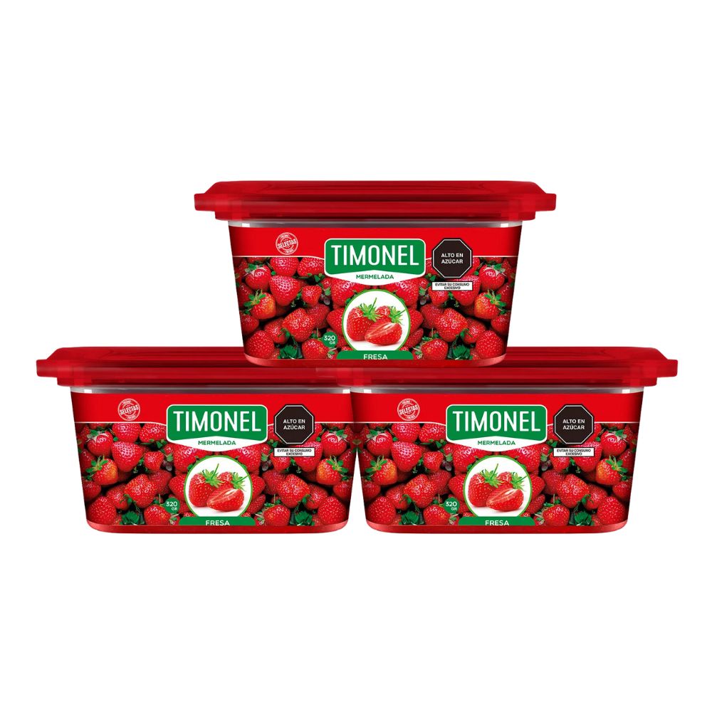 Mermelada TIMONEL Fresa Pote 320g Pack 3u | Vega - vegaperu
