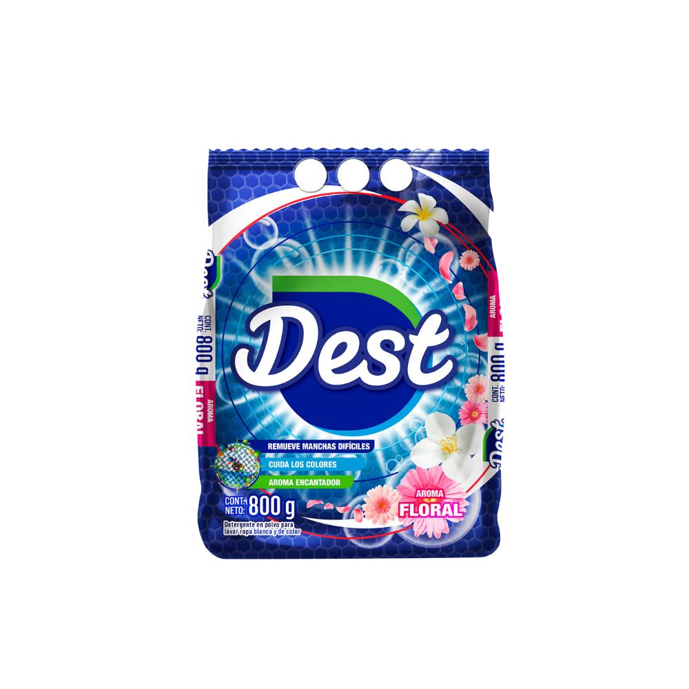 Detergente en Polvo DEST Floral Bolsa 800gr | Vega - vegaperu