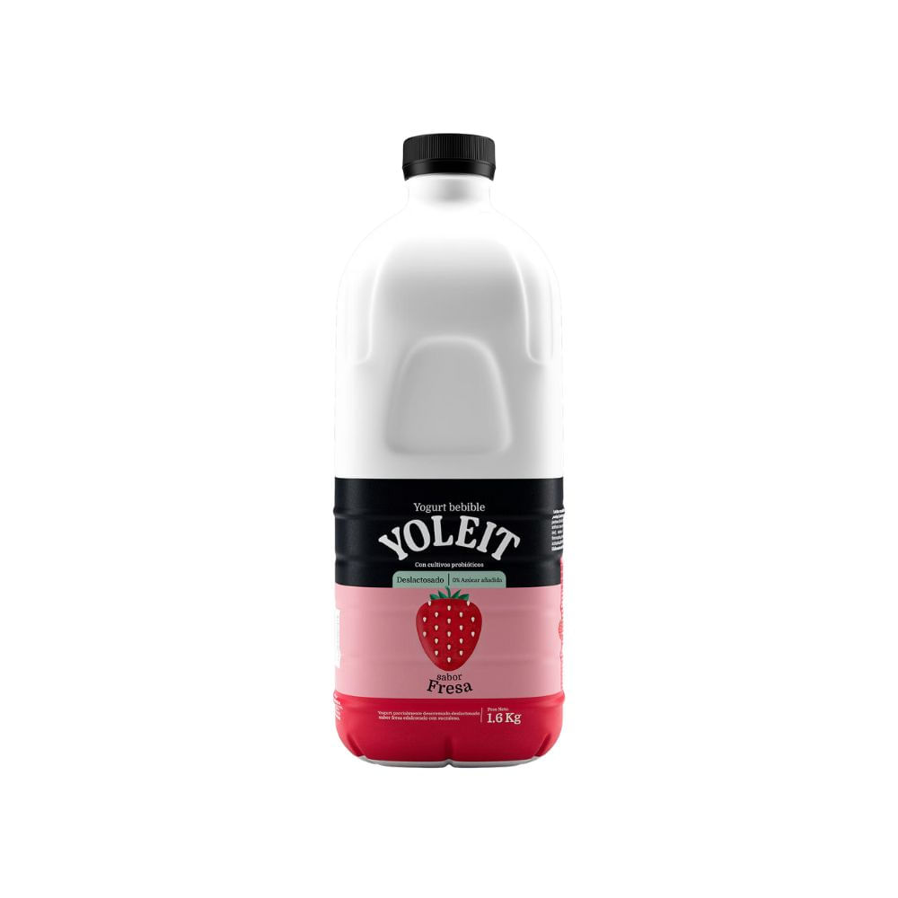 Yogurt Bebible Deslactosado YOLEIT Fresa Botella 1.6Kg | Vega - vegaperu