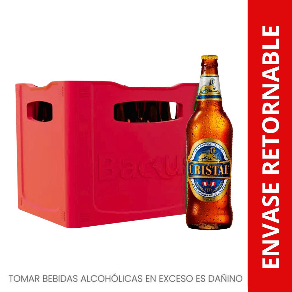 Cerveza CRISTAL Botella RETORNABLE 620ml Caja 12u | Vega - vegaperu