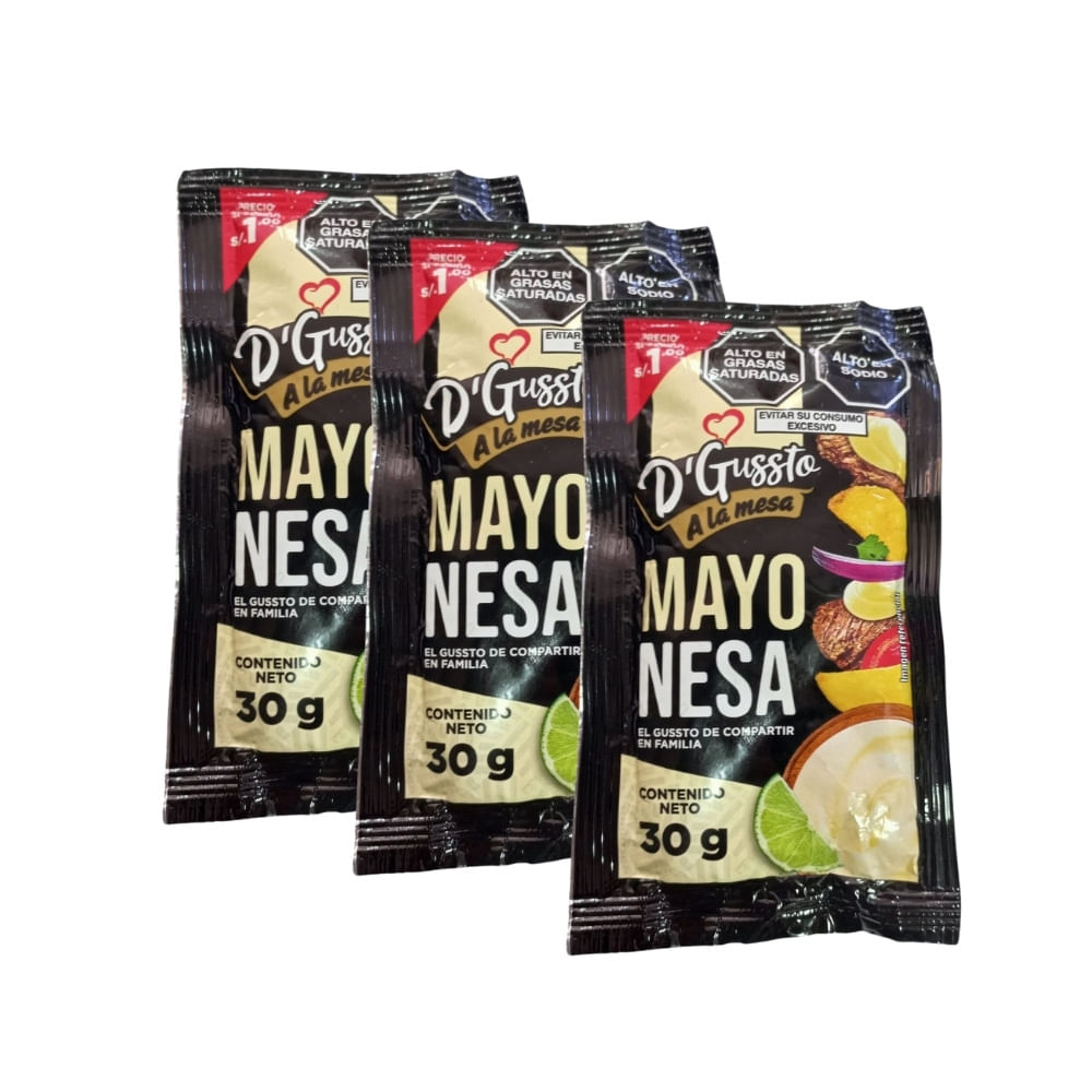 Mayonesa DGUSTO Sachet 30gr x3u | Vega - vegaperu