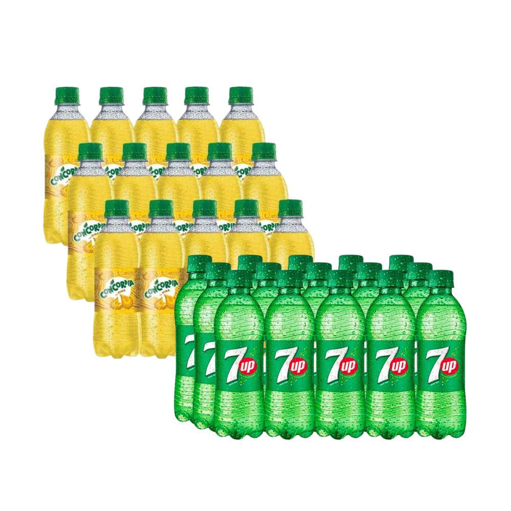 Combo Gaseosa 7UP Botella 355ml x15u + CONCORDIA Piña Botella 355ml x15u | Vega - vegaperu