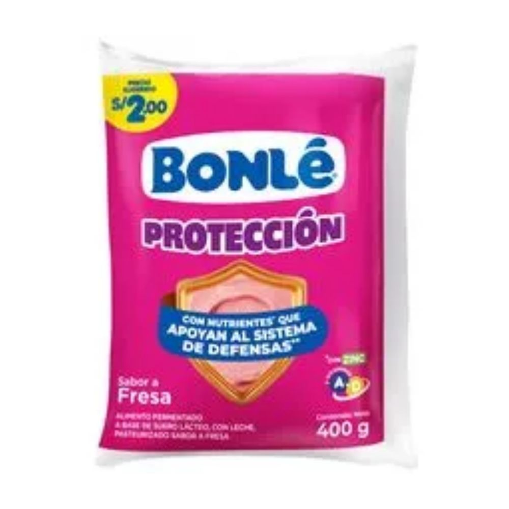 Yogurt Bebible BONLÉ Protección Sabor Fresa Bolsa 400g | Vega - vegaperu