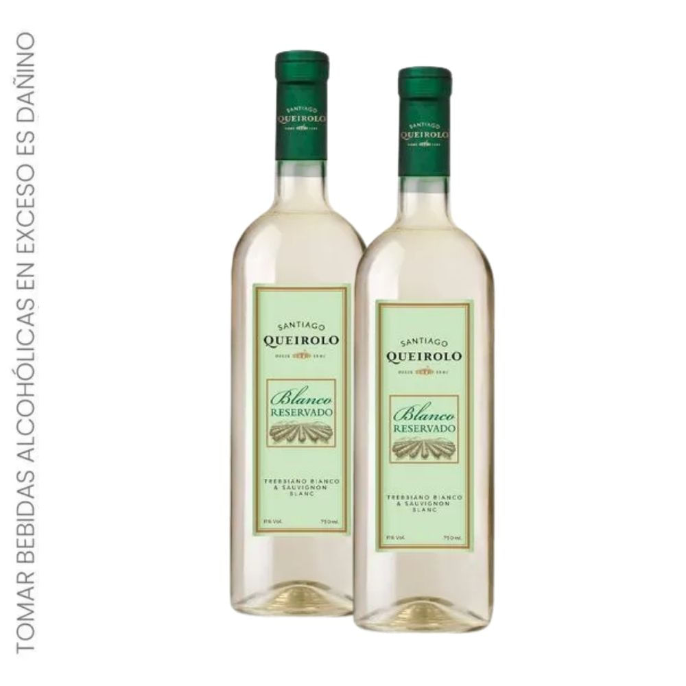 Vino SANTIAGO QUEIROLO Reservado Blanco Botella 750ml x2u | Vega - vegaperu