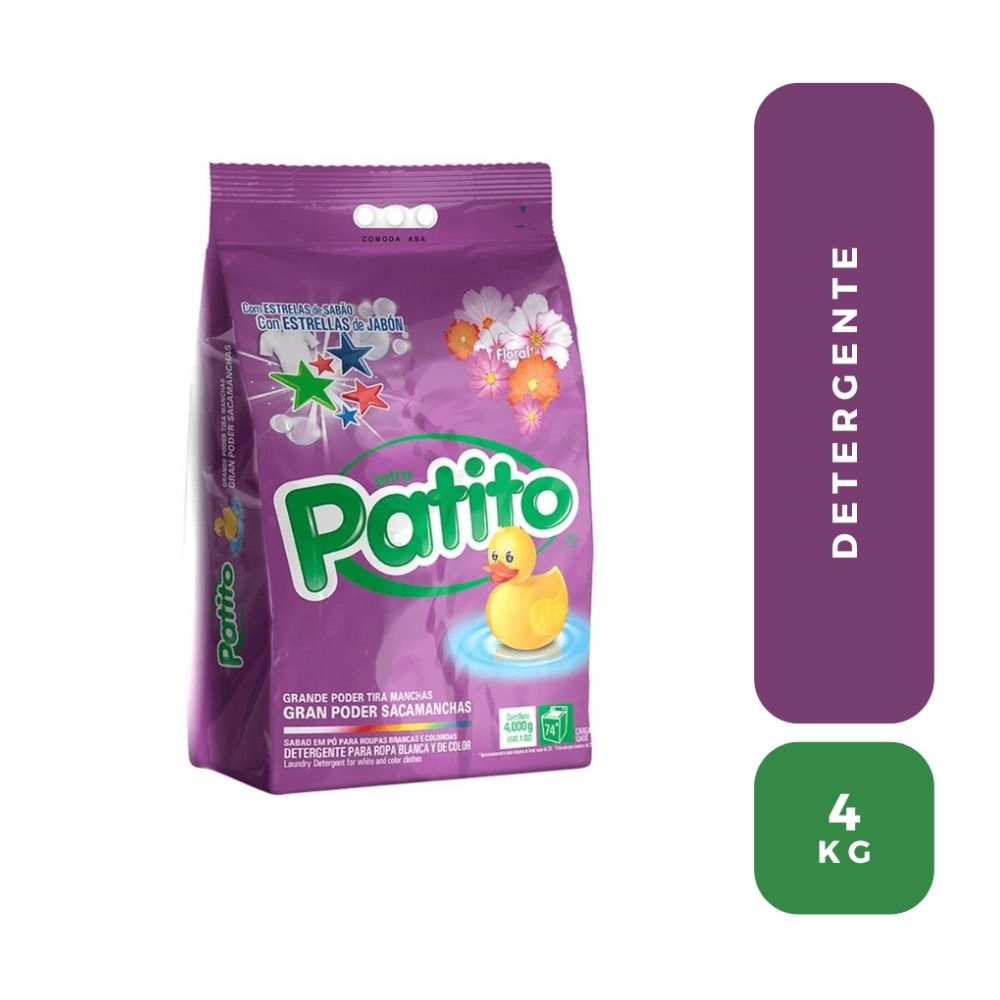 Detergente en Polvo PATITO Bicarbonato Aroma Floral Bolsa 4kg | Vega ...