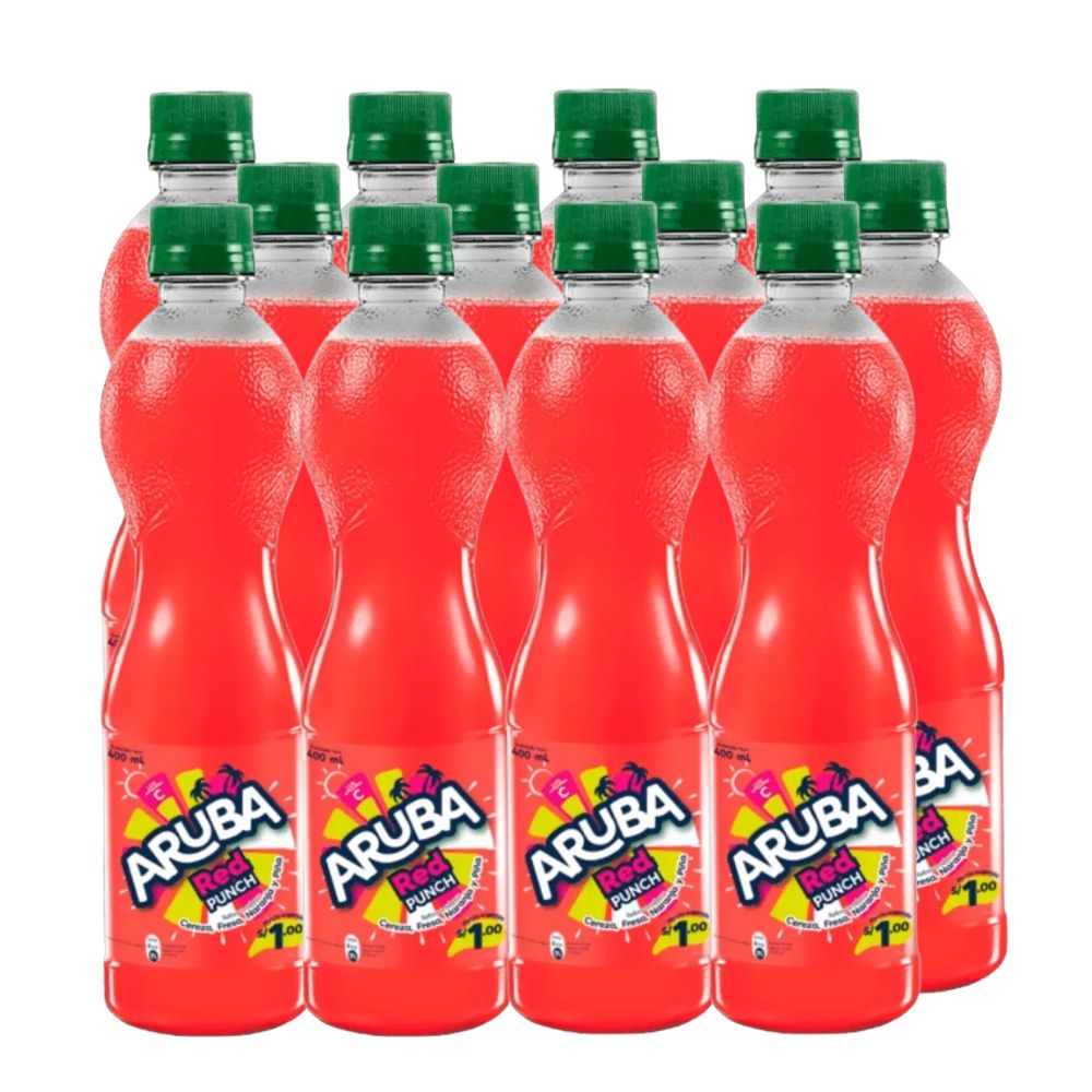 Refresco ARUBA Red Punch Botella 400ml Paquete 12u | Vega - vegaperu