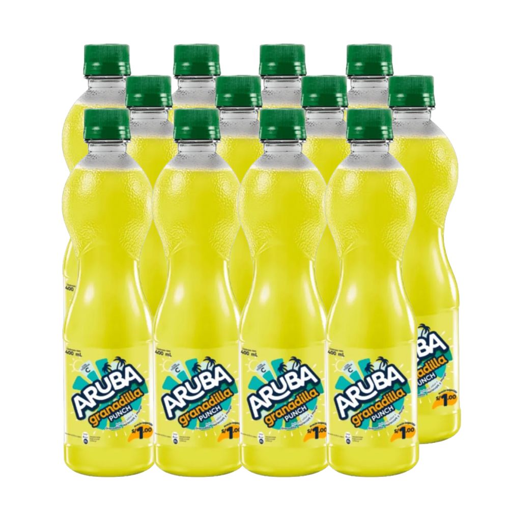 Refresco ARUBA granadilla Punch Botella 400ml Paquete 12u | Vega - vegaperu