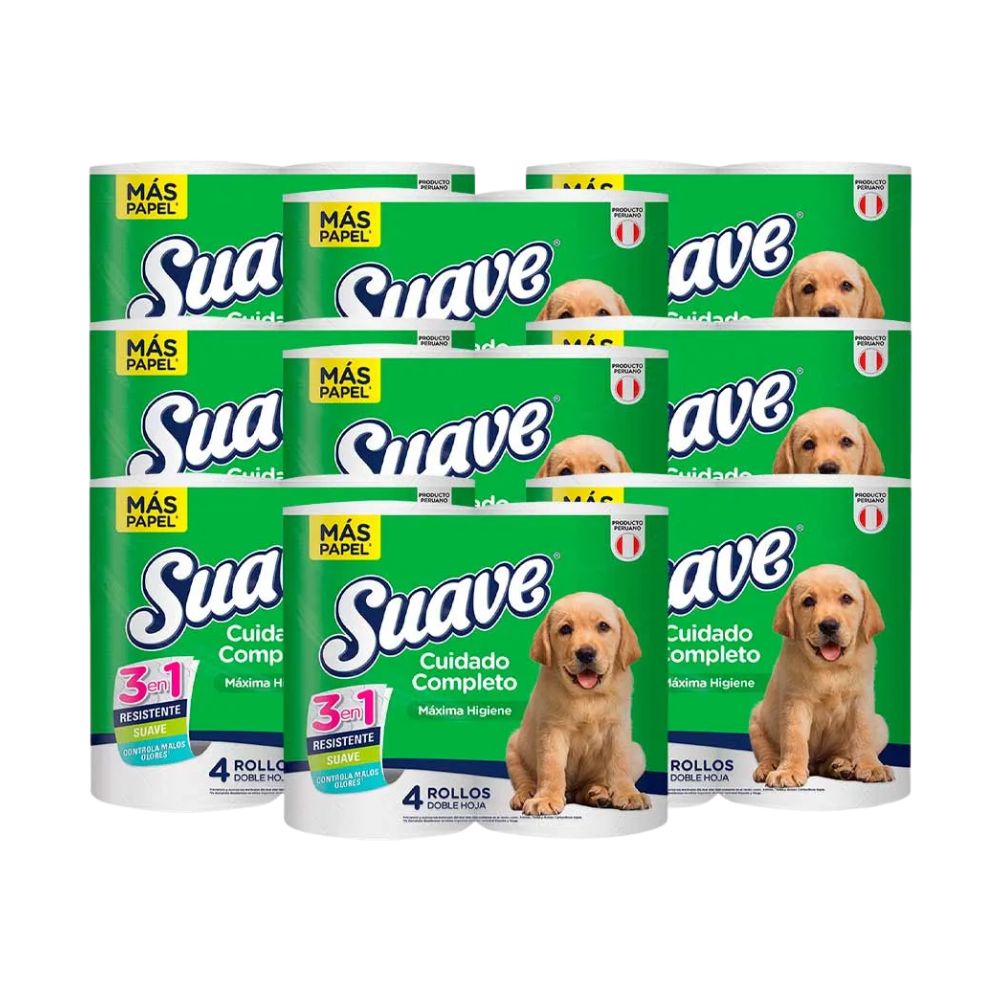 Papel Higiénico SUAVE Cuidado Verde Plancha 9 Pqtes 4u| Vega - vegaperu