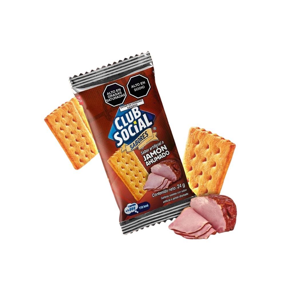 Galletas CLUB SOCIAL Sabor a Jamón Ahumado Empaque 24g| Vega - vegaperu